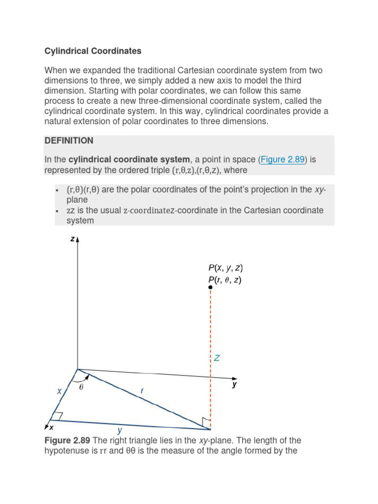 Cylindrical Coordinates | PDF | Coordinate System | Cartesian ...