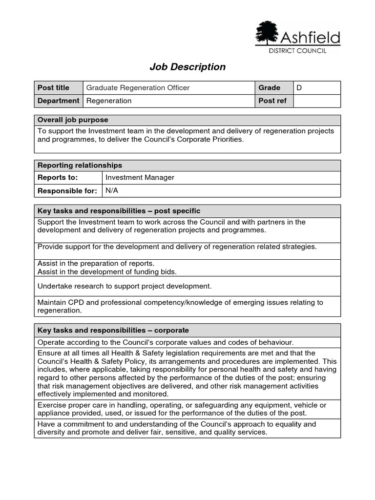 Graduate RO Job Description | PDF | Occupational Safety And Health ...