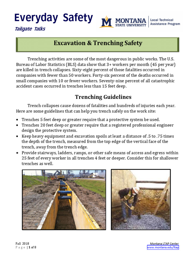 Excavation and Trenching Safety Details - Montana University | PDF ...