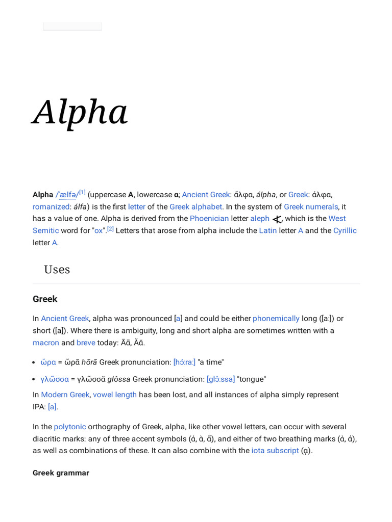 Alpha | PDF | Greek Alphabet | Phonetics