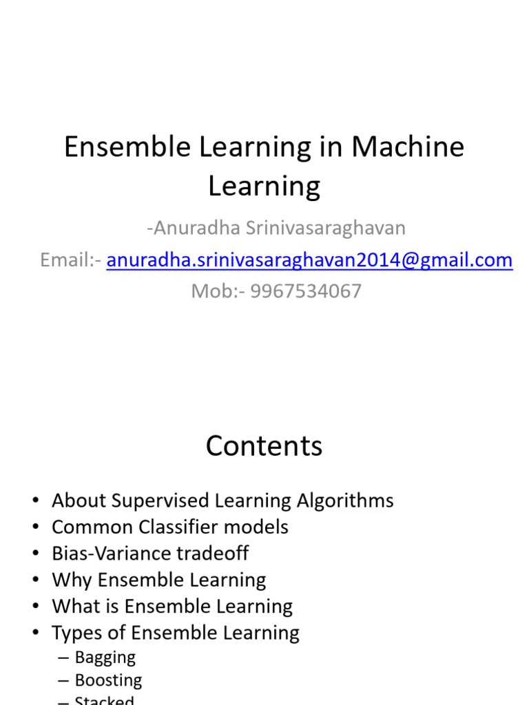 Ensemble Learning in Machine Learning | PDF | Machine Learning ... Ensemble Learning in Machine Learning | PDF | Machine Learning ...