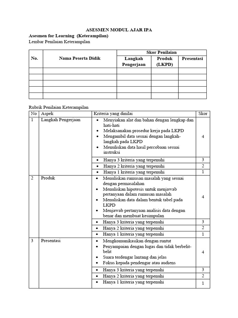 Asesmen Modul Ajar Ipa | PDF