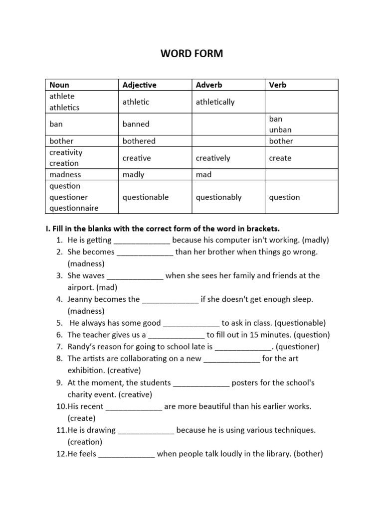 G7-Word Form | PDF | Adverb | Linguistic Typology