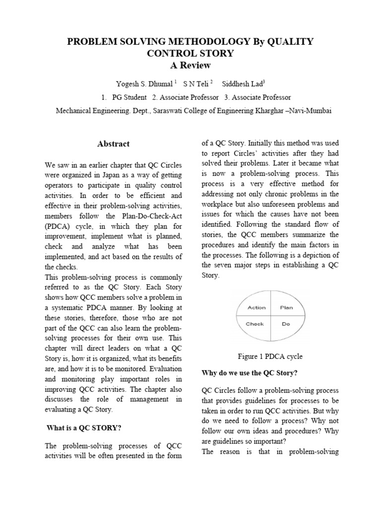 Problem Solving Methodology by Quality Control Story | PDF | Brainstorming | Causality