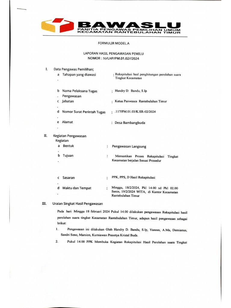 Form A Rekap H1-3 | PDF