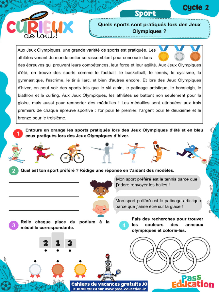 Quels Sports Sont Pratiqués Lors Des Jeux Olympiques Ce1 Ce2 Curieux de ...