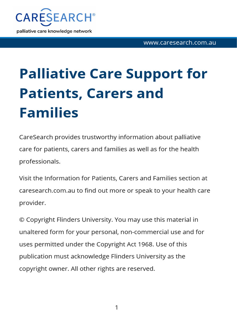 CareSearch Understanding Palliative Care Booklet | PDF | Grief ...