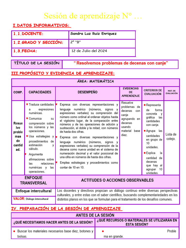 SESIÓN RESOLVEMOS PROBLEMAS DE DECENAS CON CANJE MAESTRA JANET | PDF ... SESIÓN RESOLVEMOS PROBLEMAS DE DECENAS CON CANJE MAESTRA JANET | PDF ...