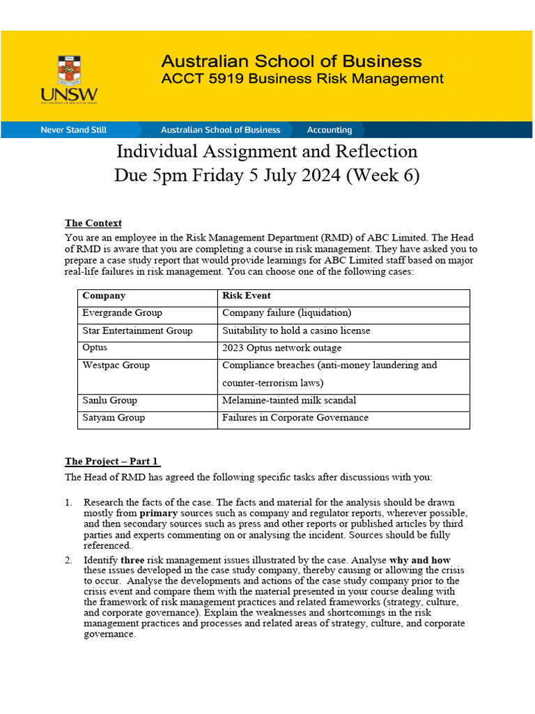 Risk Management Case Study Report | PDF | Risk Management | Risk