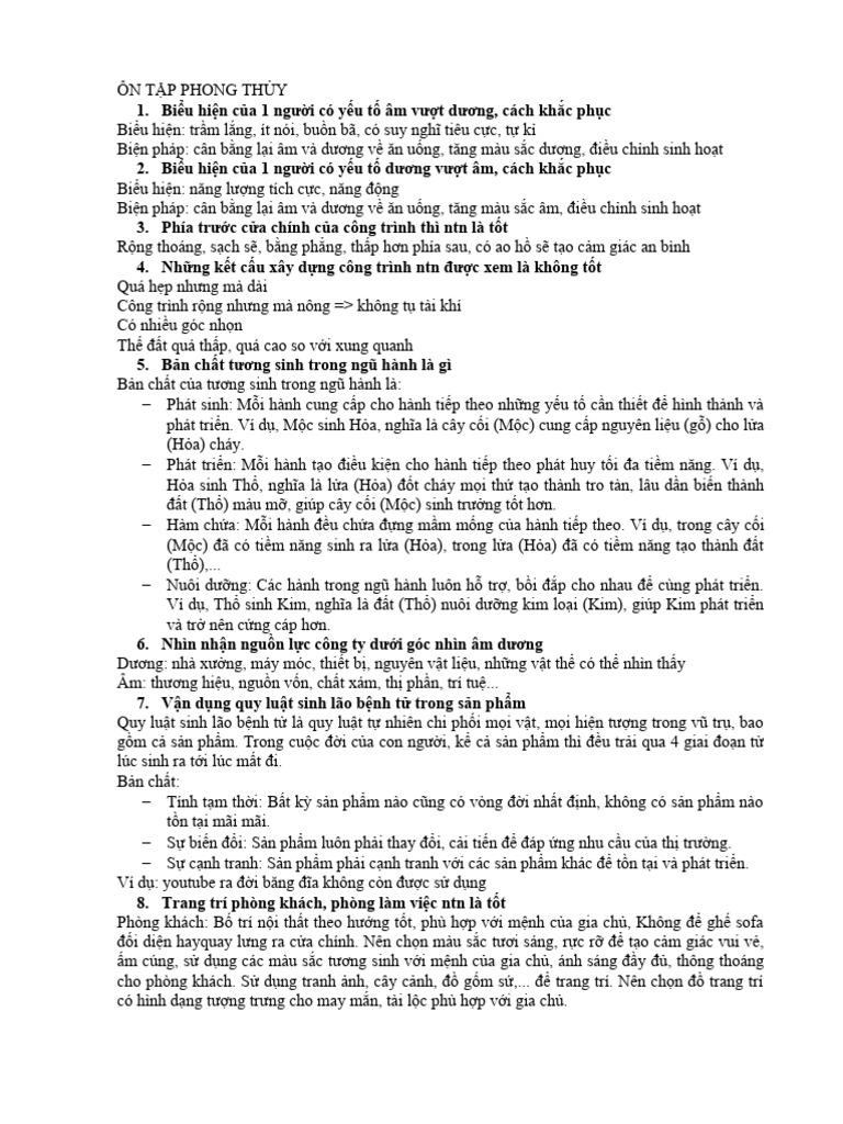 Ôn Tập Phong Thủy | PDF