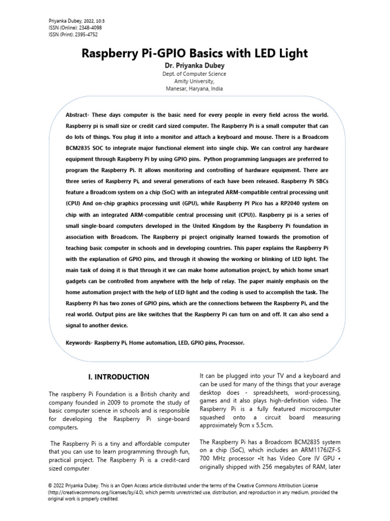 Programming of Raspberry Pi To Control LEDs Attached To The GPIO Pins | PDF | Raspberry Pi ...