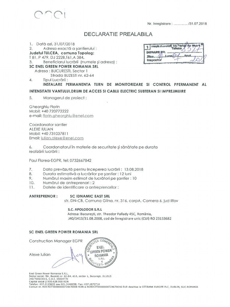 ITM - Declaratie Prealabila | PDF