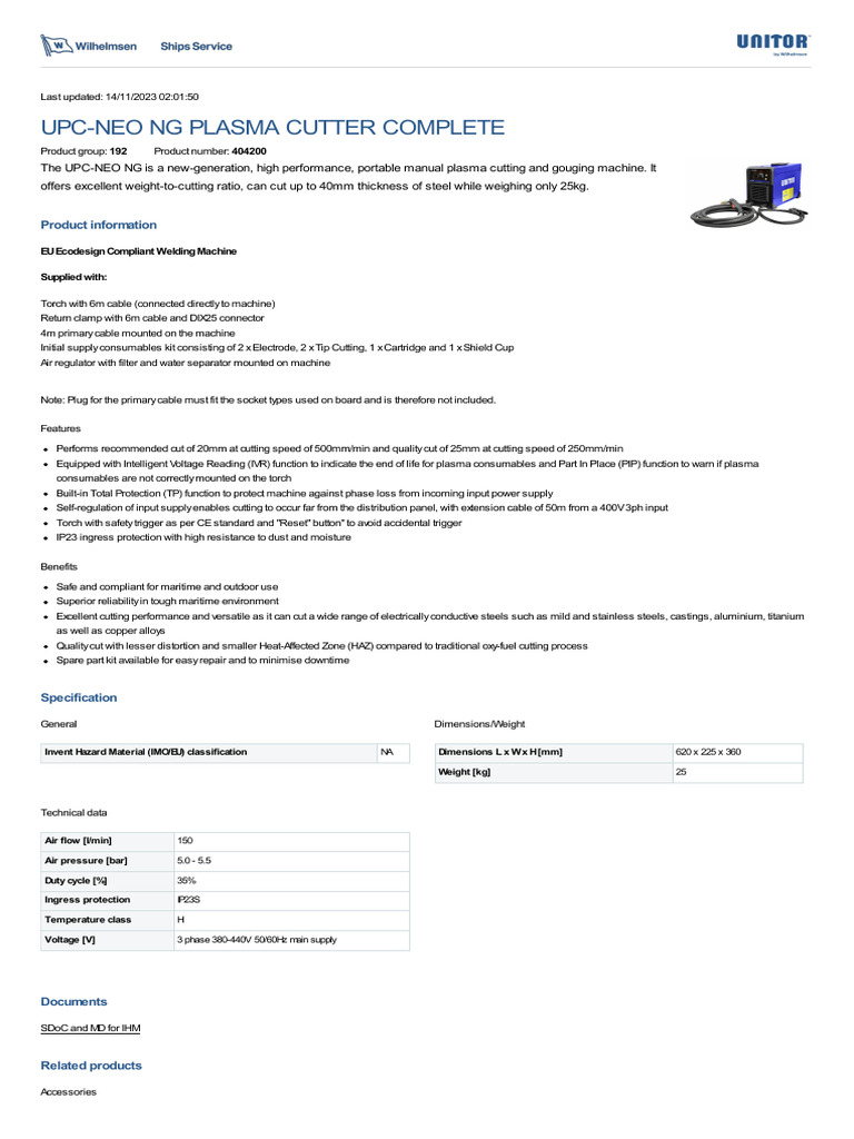 UPC-NEO NG PLASMA CUTTER COMPLETE | PDF | Electrical Connector | Welding