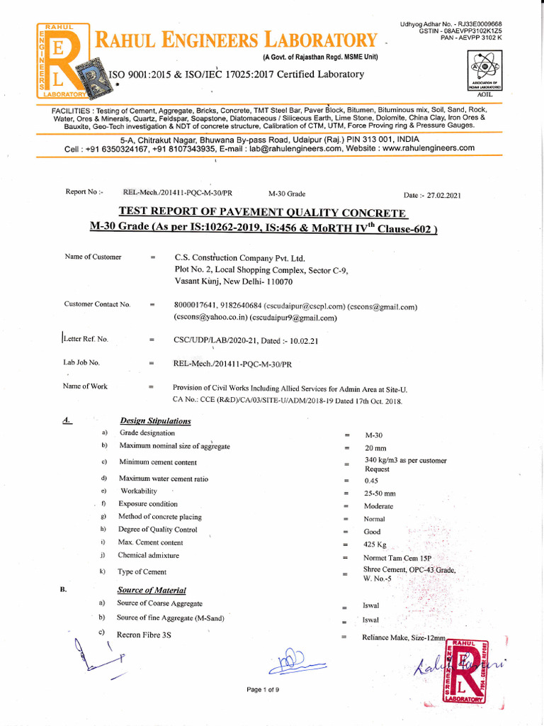 Scan - Report 201411 PQC M 30 PR | PDF | Concrete | Cement