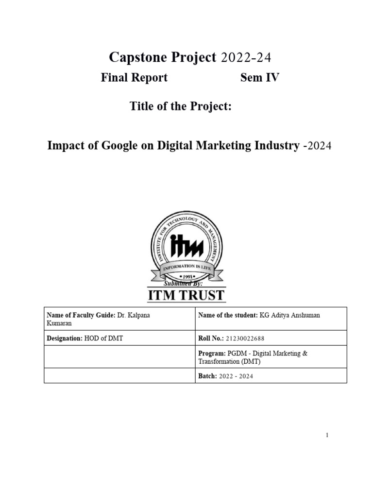 Capstone Project 2022-24 - Final Report - KG Aditya Anshuman (PDF - Io) | PDF | Digital ...