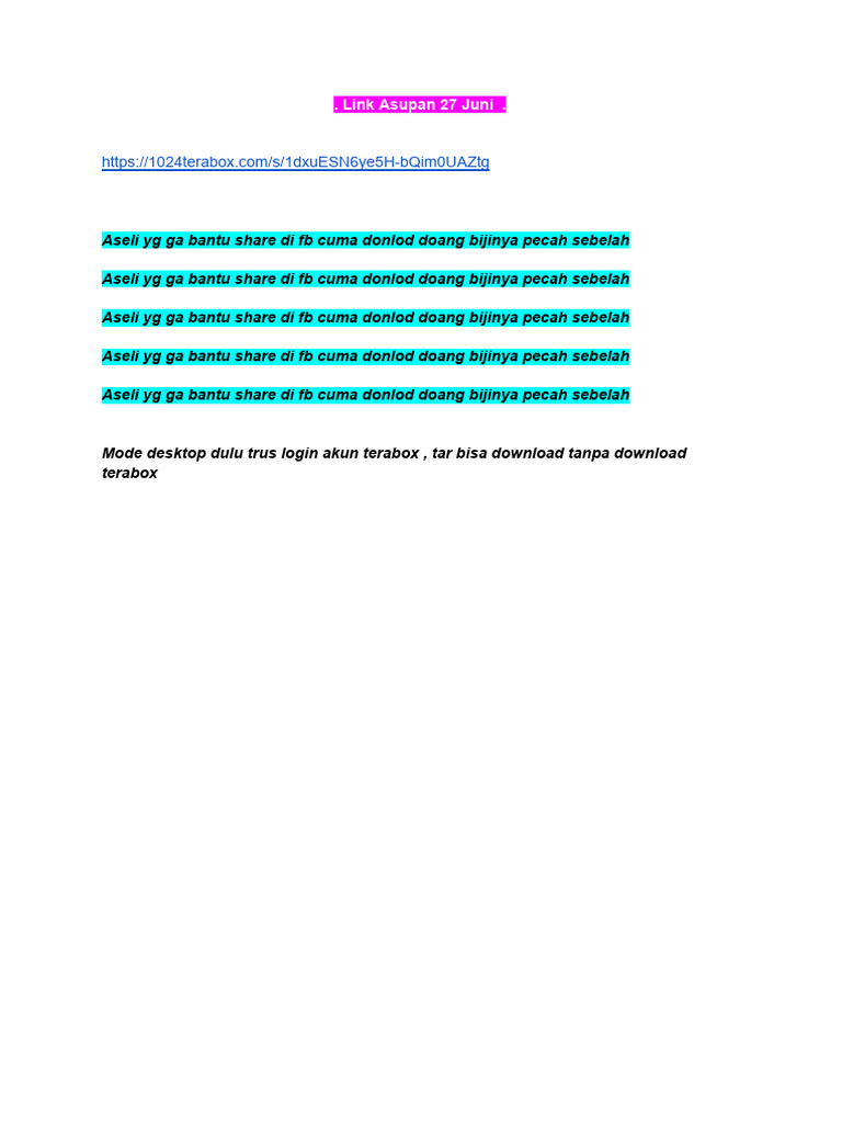 Asupan Terabox 27 Juni 2024 | PDF | Pengembangan Diri