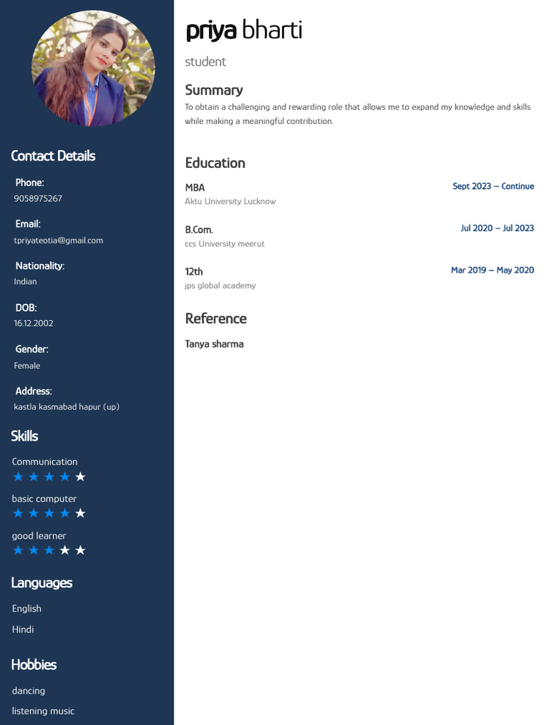 Priya Resume 355 | PDF