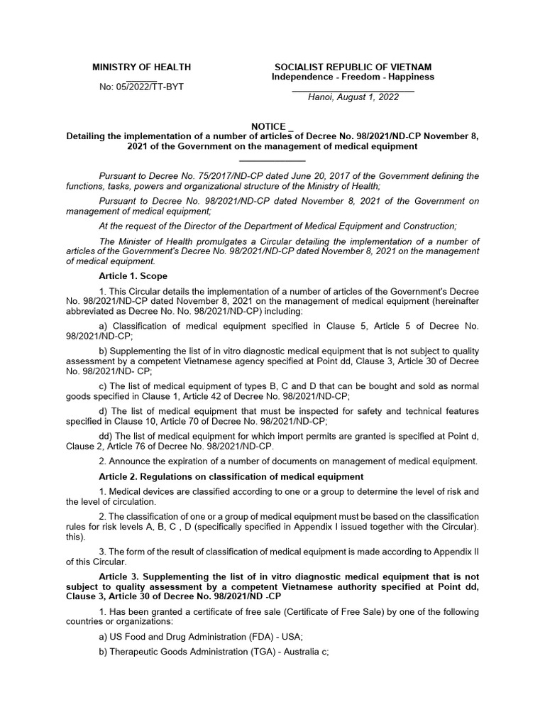 Circular 05 2022 Englsh Version | PDF | Aorta | Medical Device