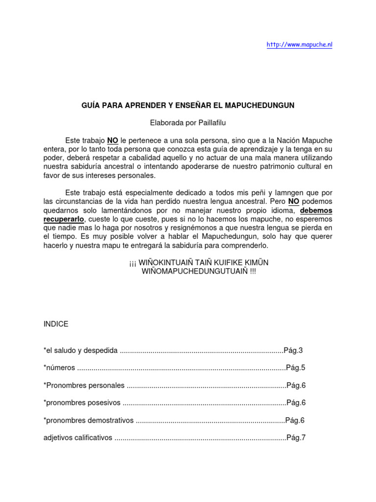Manual para Ensenar y Aprender Mapudung | PDF | Verbo | Adjetivo Manual para Ensenar y Aprender Mapudung | PDF | Verbo | Adjetivo