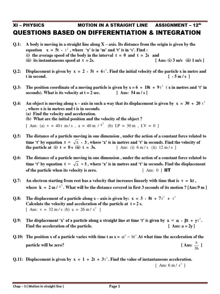 Unit 2 Numericals, Class 11 | PDF | Acceleration | Velocity
