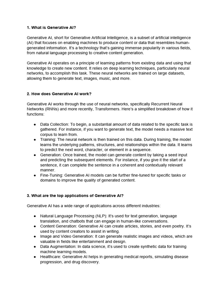 Generative AI Interview Questions | Download Free PDF | Artificial ...