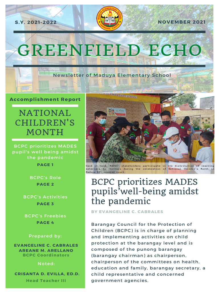 Accomplishment Report in BCPC | PDF | Youth | Social Institutions