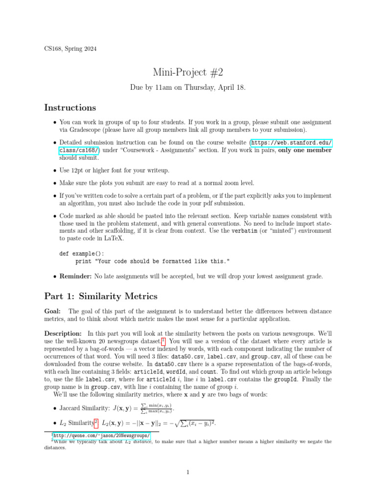 Mini-Project #2: Instructions | PDF | Algorithms | Applied Mathematics