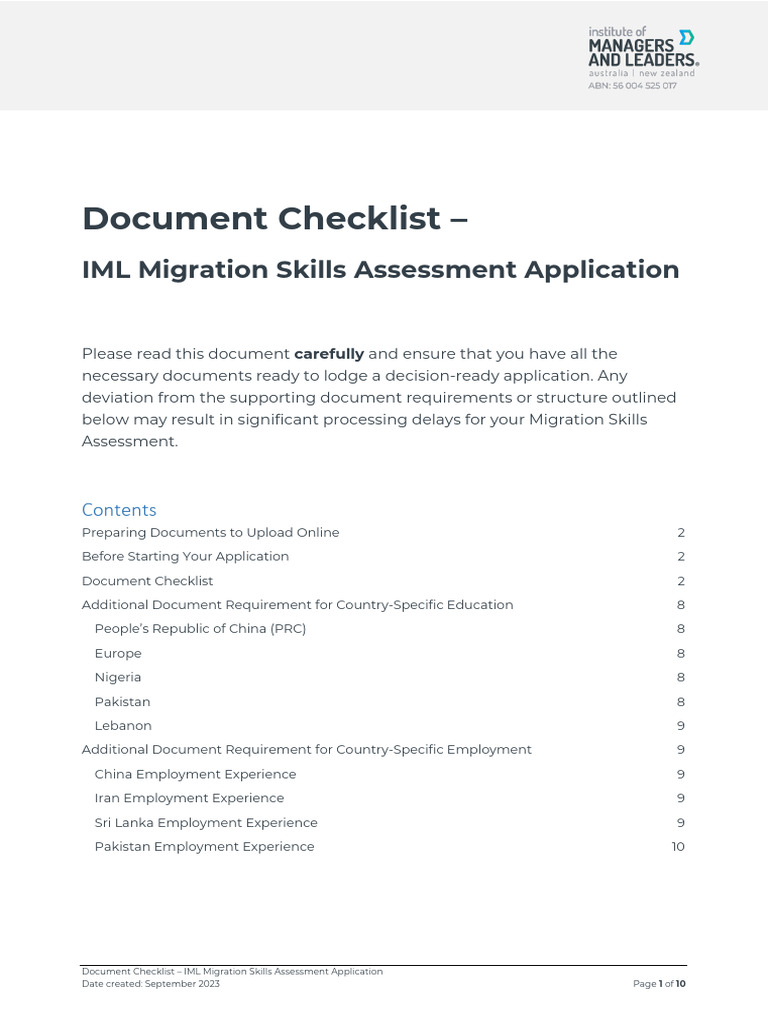 IML Skills Assessment Document Checklist | PDF | Identity Document ...