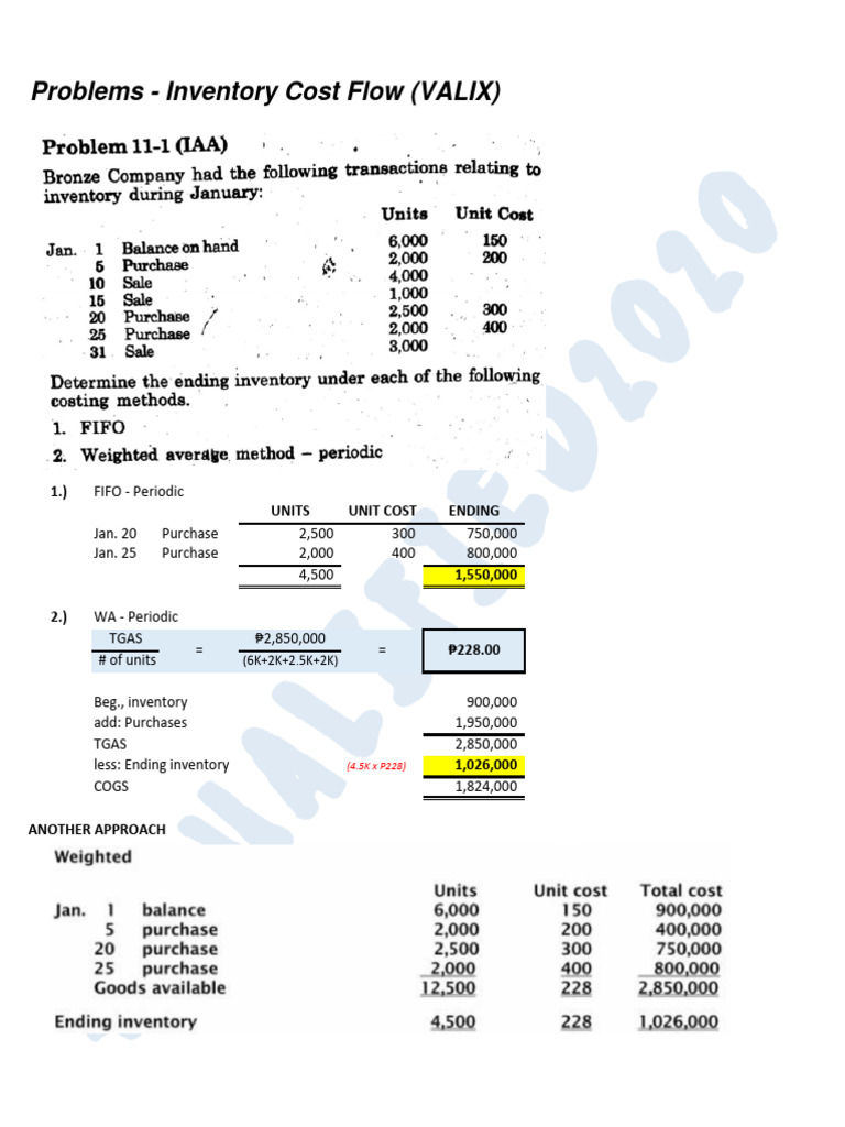 11 PROBLEMS Inventory Cost Flow PDF | PDF | Cost Of Goods Sold | Inventory