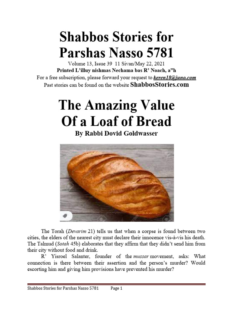 Shabbos Stories: Parshas Nasso 5781 | PDF | Jewish Prayer | Jews And ...