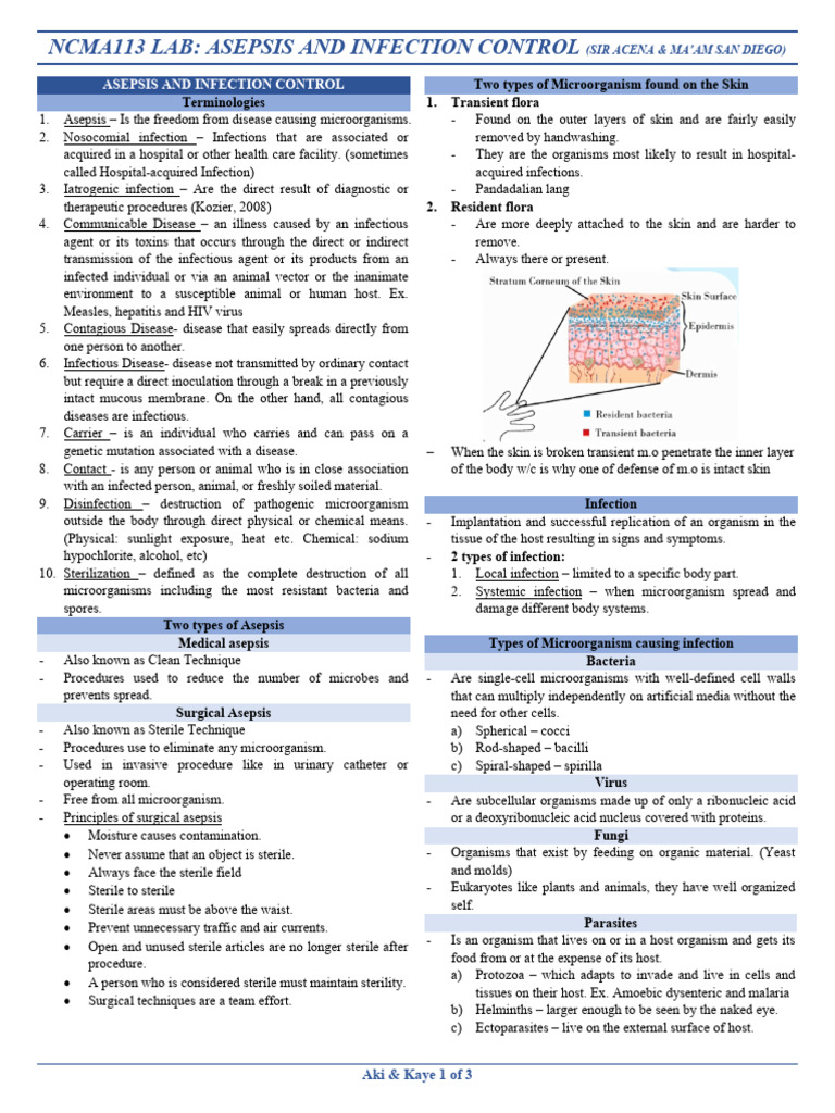 Asepsis and Infection Control Basics | PDF | Infection | Hand Washing