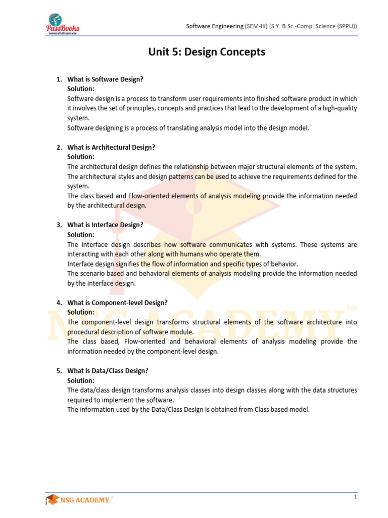 Unit 5 - Design Concept (Sofrware Engineering) - NSG Academy | PDF | Abstraction (Computer ...