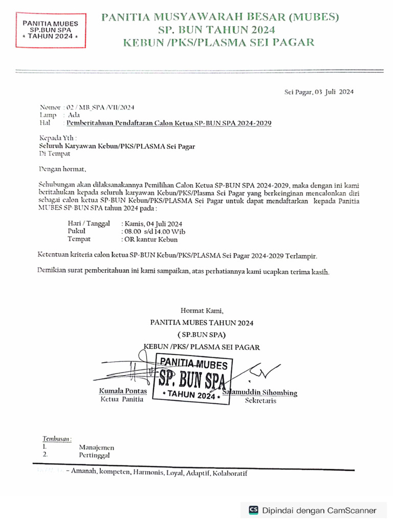 Pendaftaran Calon SP-BUN SPA 2024-2029 | PDF