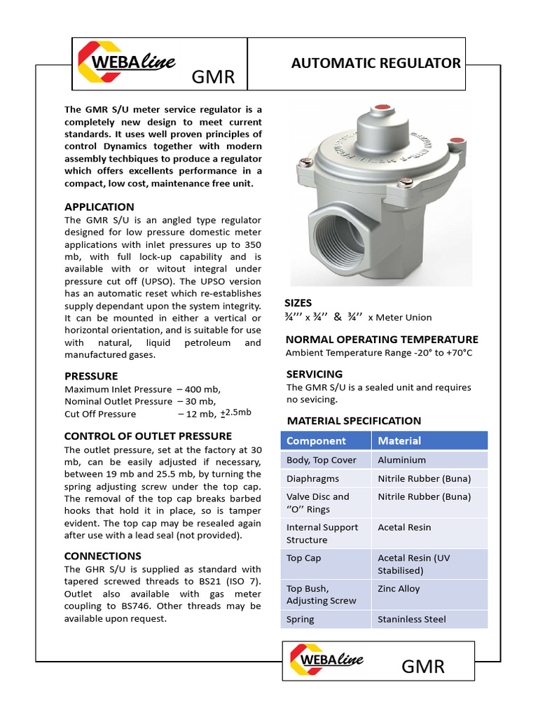 Webaline GMR Series | PDF | Screw | Valve