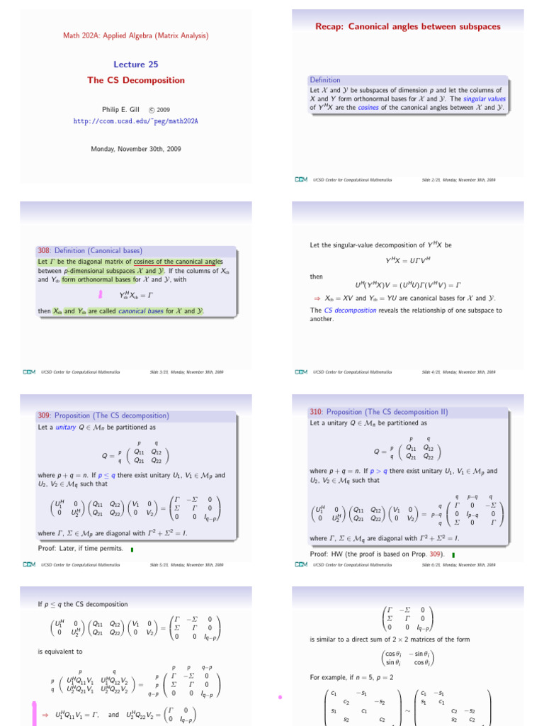 CS Decomposition-Tutorial | PDF | Functional Analysis | Algebra