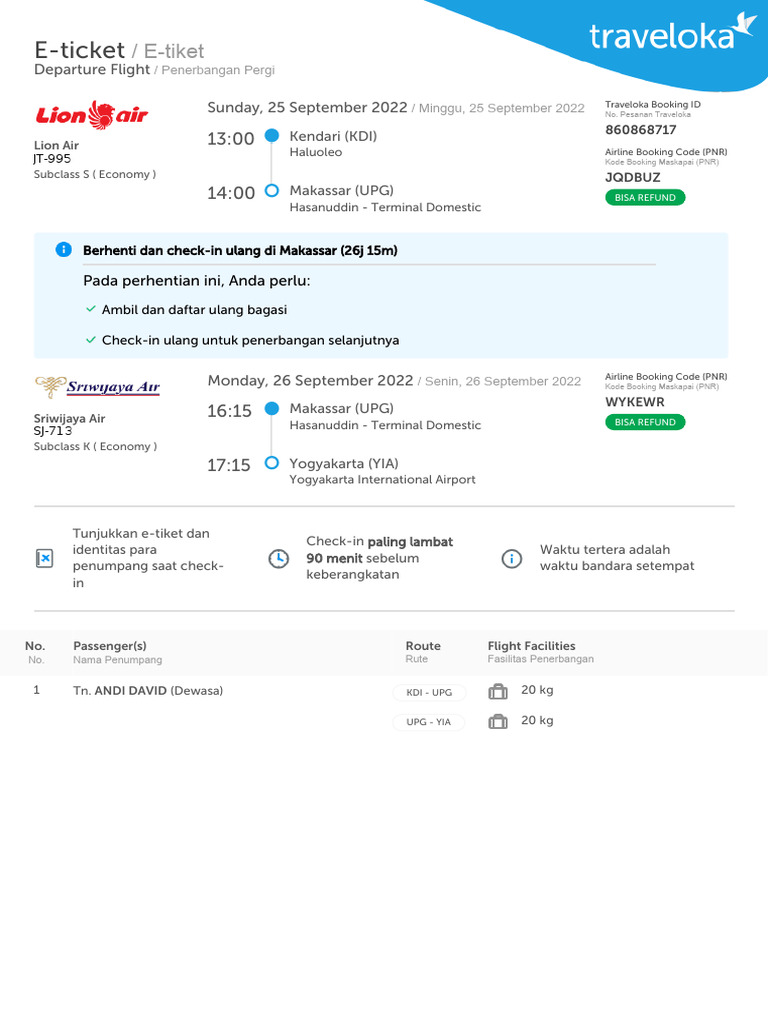 Andi david-KDI-JQDBUZ, WYKEWR-YIA-FLIGHT - ORIGINATING | PDF