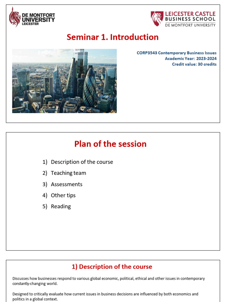 Contemporary Business Issues Seminar Overview | PDF | Theory | Turnitin
