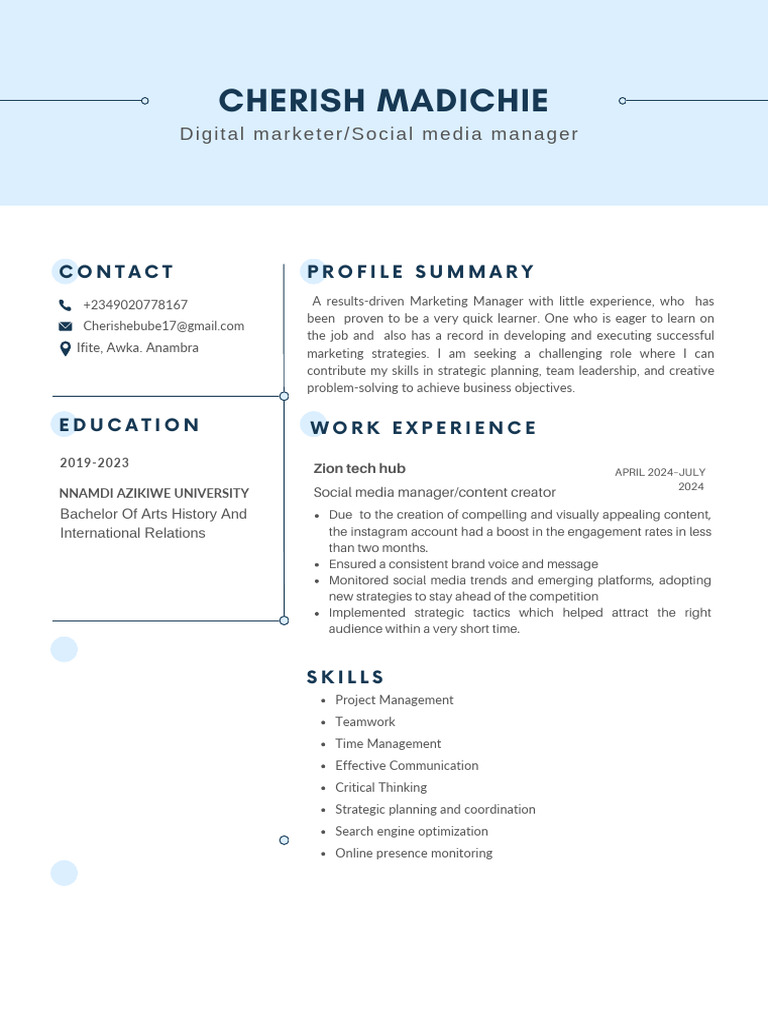 Blue Simple Professional CV Resume | PDF | Career & Growth | Business