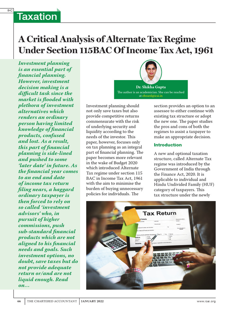 Analysis of Section 115BAC Tax Regime | PDF | Taxes | Tax Deduction