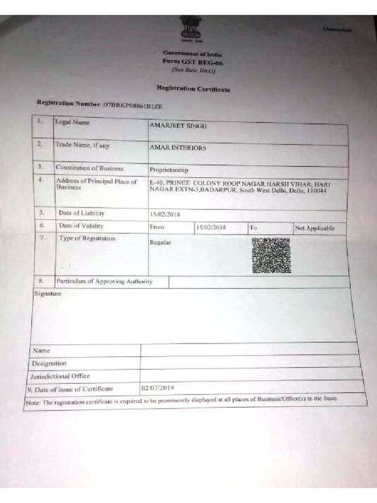 GST Certificate | PDF