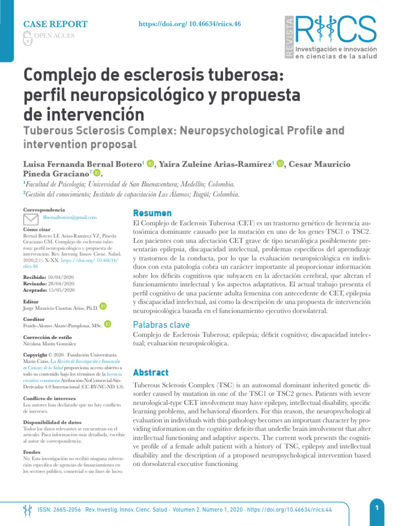 Complejo de Esclerosis Tuberosa Comentarios | PDF | Escala de inteligencia para adultos de ...