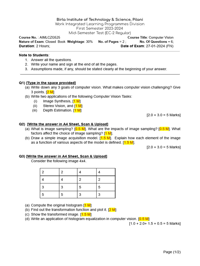 2023-24 First Sem- Computer Vision Mid Sem Regular.docx | Download Free ... 2023-24 First Sem- Computer Vision Mid Sem Regular.docx | Download Free ...