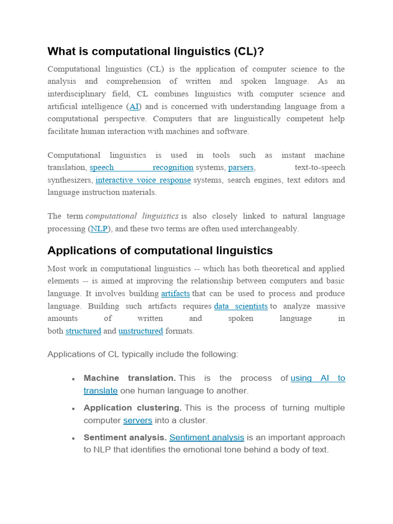 What Is Computational Linguistics | PDF | Part Of Speech | Word