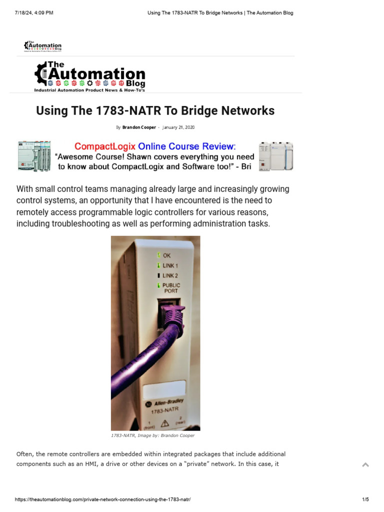 Using The 1783-NATR To Bridge Networks - The Automation Blog | PDF ...
