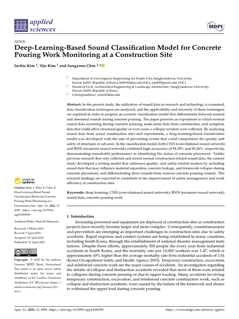 Deep-Learning-Based Sound Classification Model For Concrete Pouring Work Monitoring at A ...