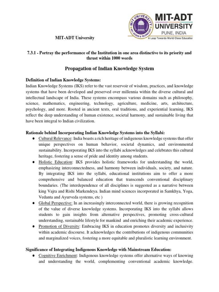 7.3.1 - Indian Knowledge System | PDF | Knowledge | Science