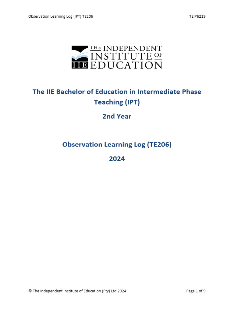 TEIP6219_TE206 Observation Learning Log (1) | PDF | Educational Technology | Learning