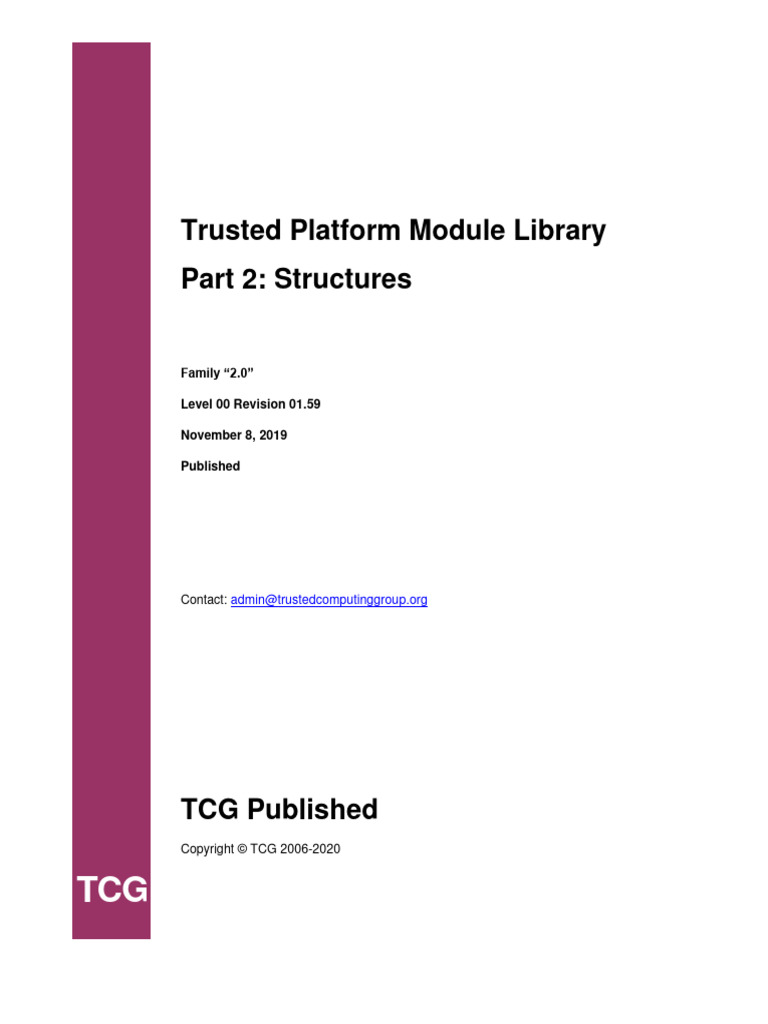 TCG TPM2 r1p59 Part2 Structures Pub | PDF | License | Source Code