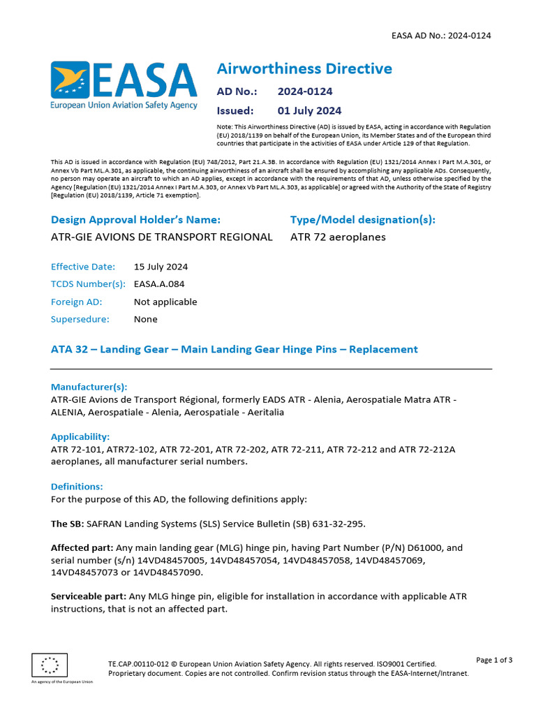 EASA_AD_2024-0124_1 | PDF | Aviation