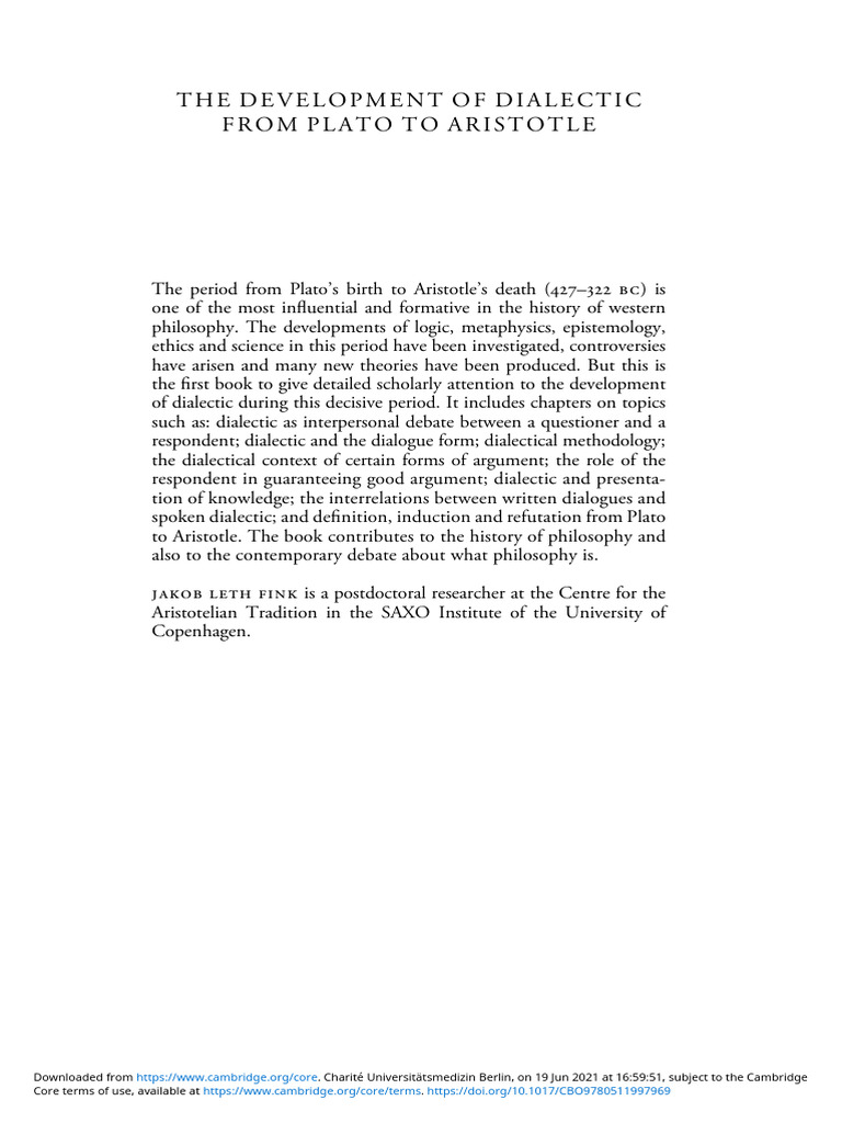 The Development of Dialectic | PDF | Dialectic | Socrates